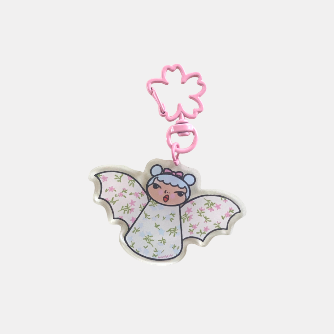 Floral Bat Munbeibi Keychain – Riley Grae Store
